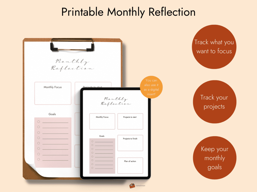 Printable Monthly Reflection - Journal Treats