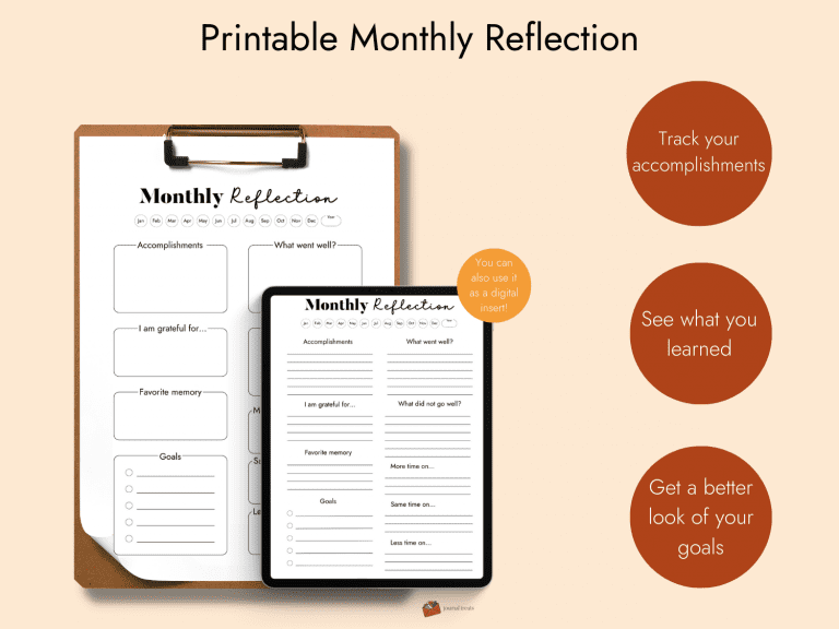 Printable Monthly Reflection - Journal Treats