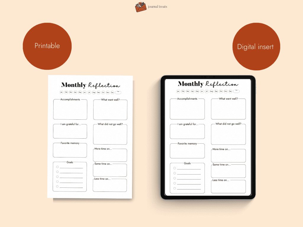 Printable Monthly Reflection - Journal Treats