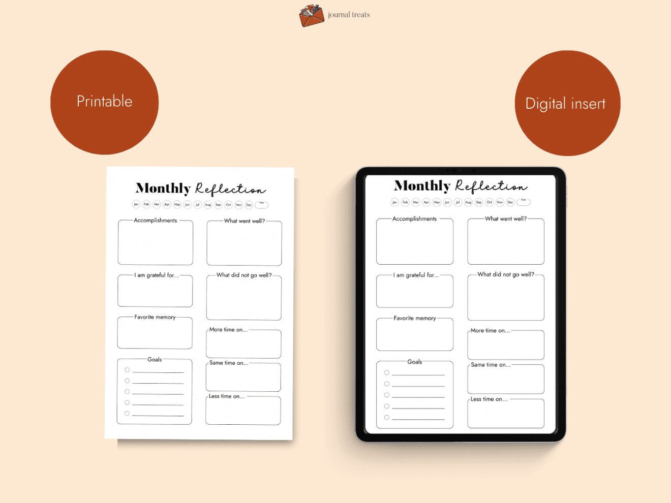 Printable Monthly Reflection - Journal Treats