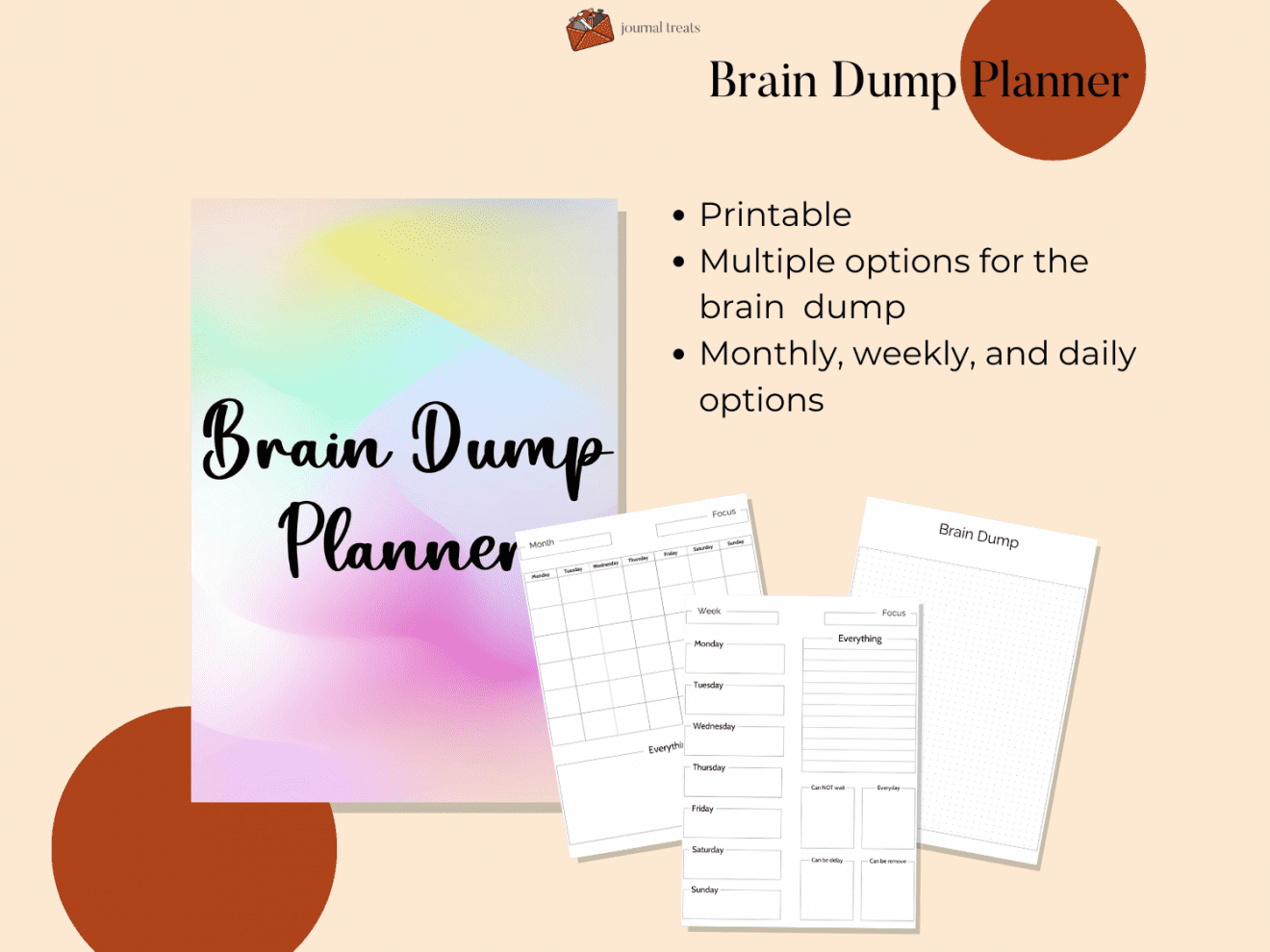 Printable Brain Dump Planner - Journal Treats